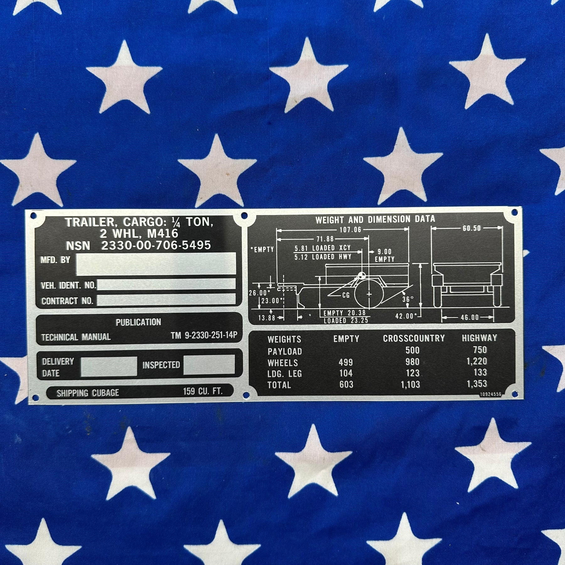 NOS M416 Trailer Data Plate M151 – M151 Parts