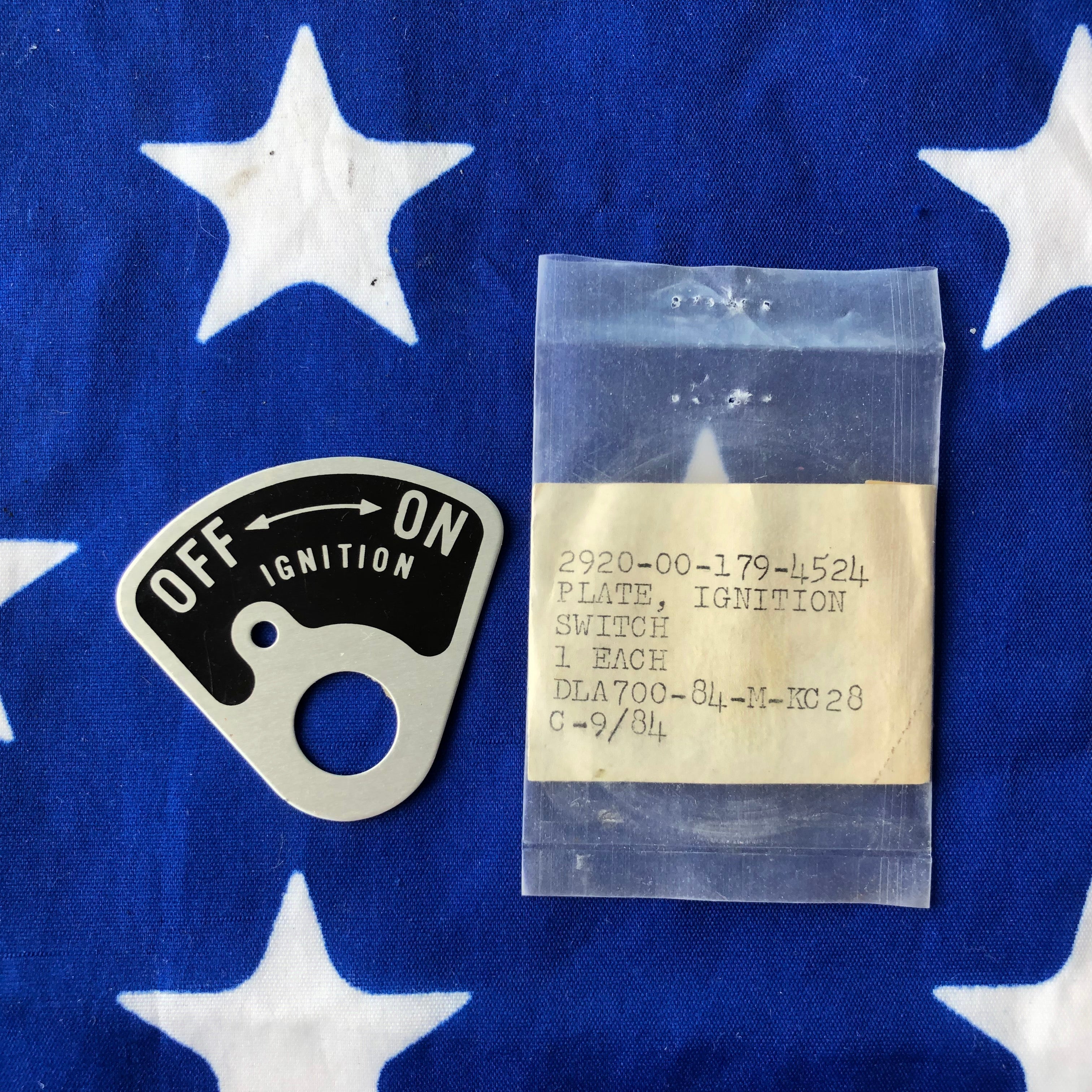 Military NOS ON-OFF Ignition Data Plate – M151 Parts